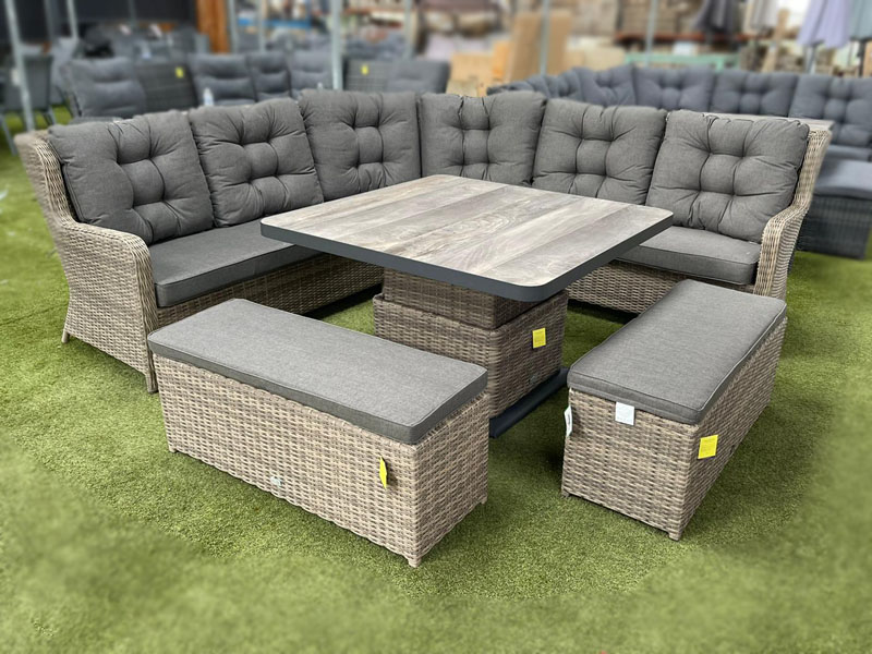 Larne Cappuccino Rattan Corner Sofa Set - Large 10 Seater!